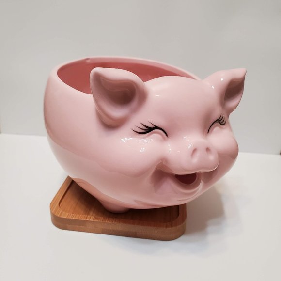 Accents | Pig Planter Pink Pig Plant Pot Ceramic Animal Planter ...